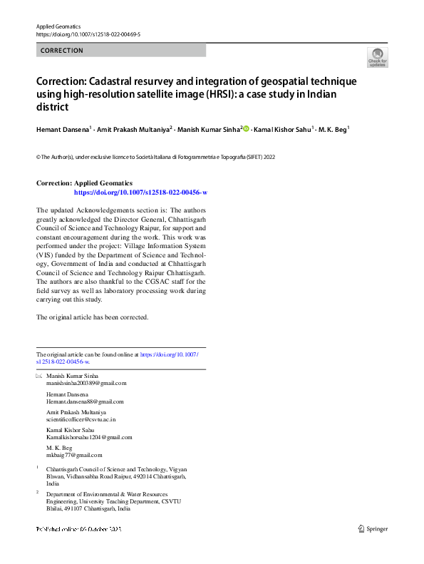 (PDF) Correction: Cadastral resurvey and integration of geospatial technique using high ...