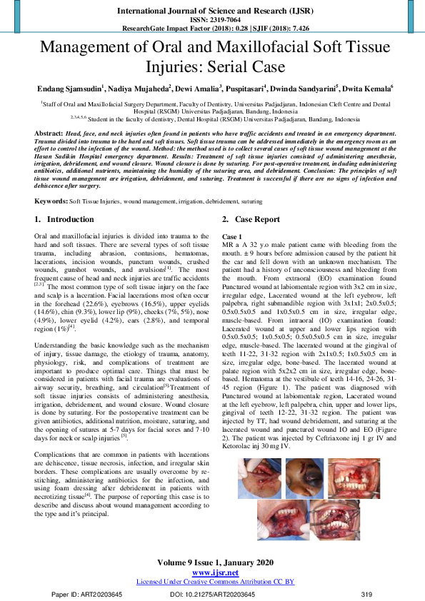 (PDF) Management of Oral and Maxillofacial Soft Tissue Injuries: Serial ...