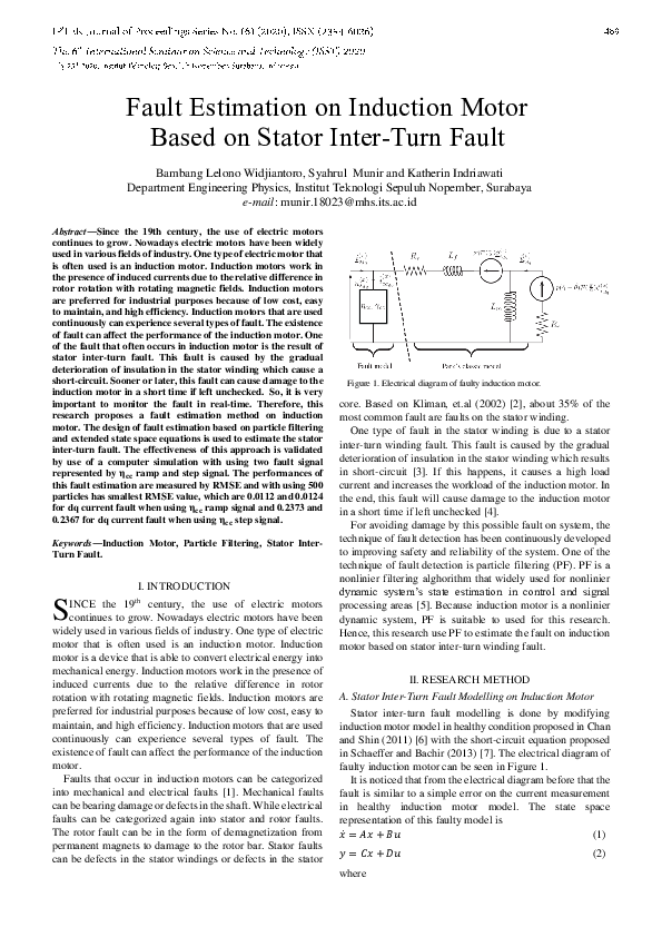 Pdf Fault Estimation On Induction Motor Based On Stator Inter Turn Fault
