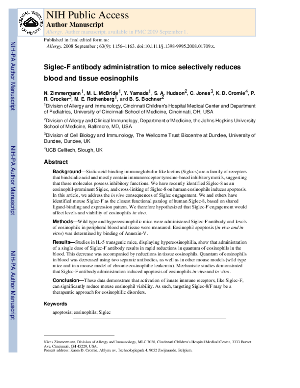 (PDF) Siglec-F antibody administration to mice selectively reduces ...