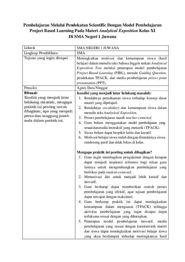 (PDF) Pembelajaran Melalui Pendekatan Scientific Dengan Model ...