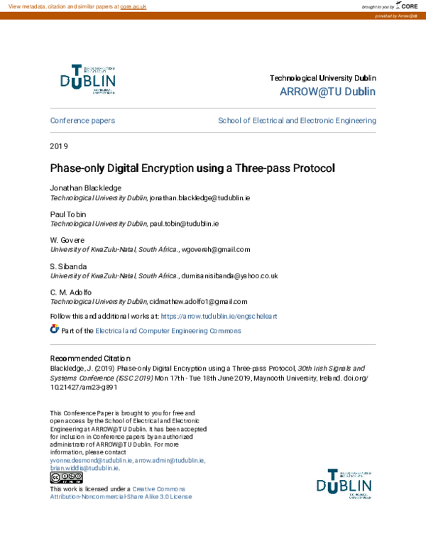 (PDF) Phase-only Digital Encryption using a Three-pass Protocol
