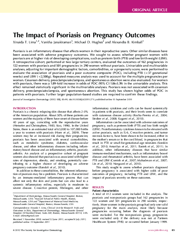 (PDF) The Impact of Psoriasis on Pregnancy Outcomes | Alexa Kimball ...