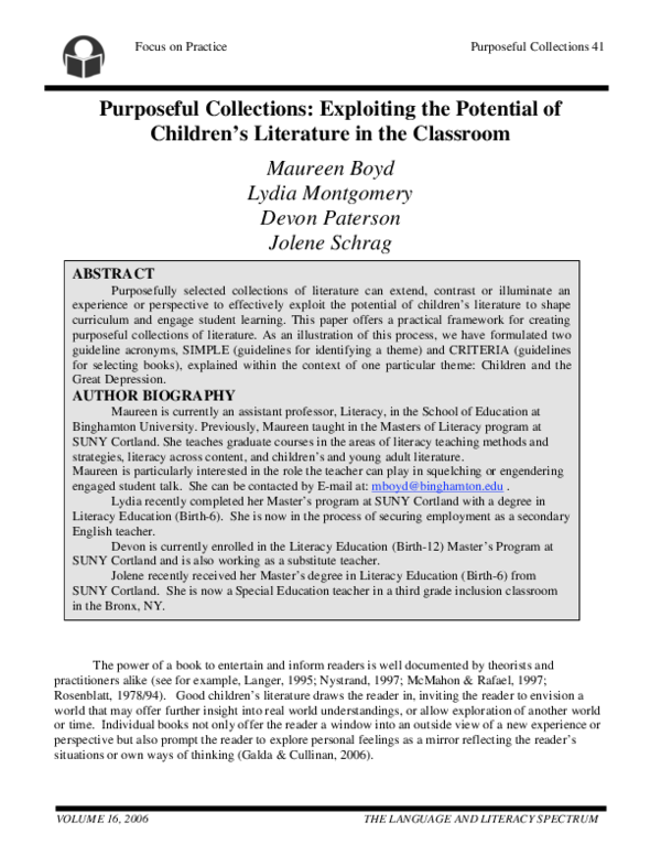 (PDF) Purposeful Collections: Exploiting the Potential of Children’s ...