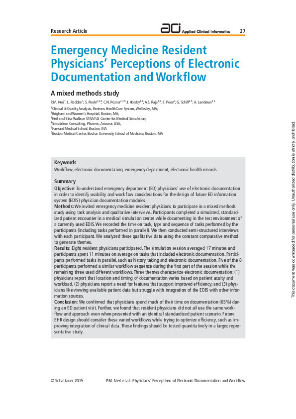 (PDF) Emergency Medicine Resident Physicians' Perceptions of Electronic Documentation and ...