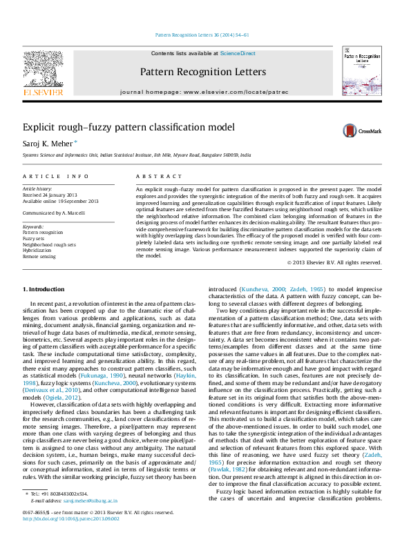 (PDF) Explicit rough–fuzzy pattern classification model