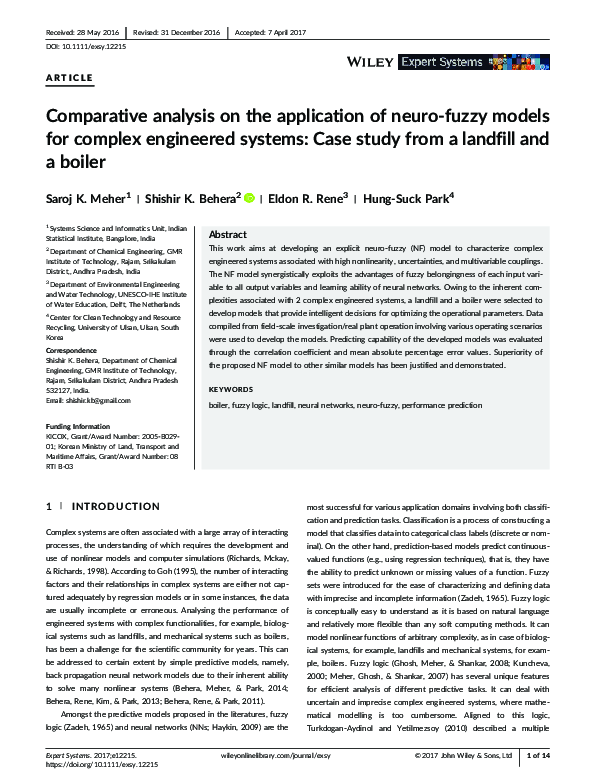 (PDF) Comparative analysis on the application of neuro-fuzzy models for complex engineered ...