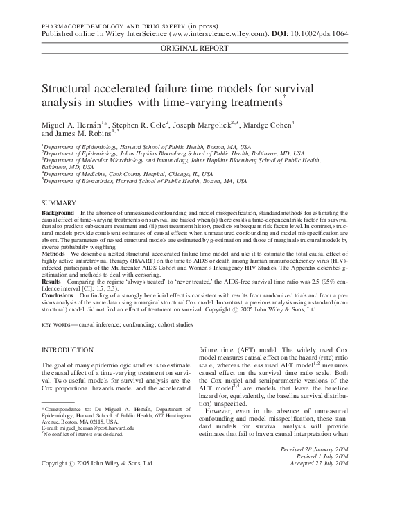 (PDF) Structural accelerated failure time models for survival analysis in studies with time ...