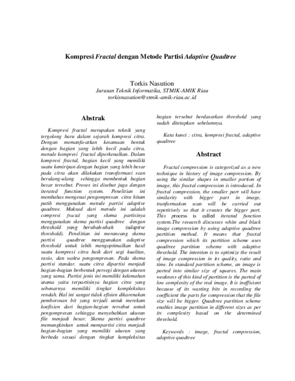 (PDF) Kompresi Fractal dengan Metode Partisi Adaptive Quadtree