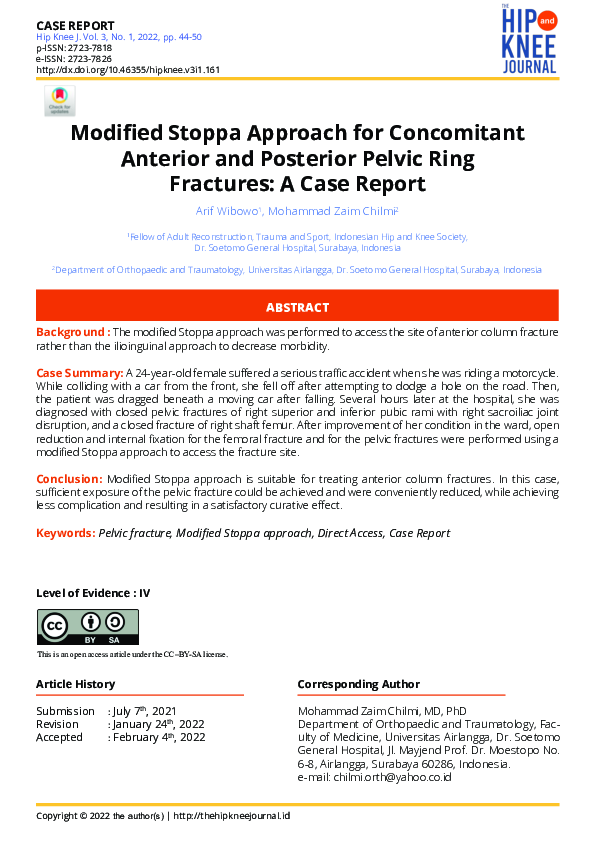 (PDF) Modified Stoppa Approach For Concomitant Anterior And Posterior ...