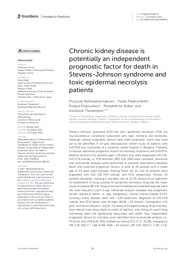 (PDF) Chronic kidney disease is potentially an independent prognostic ...