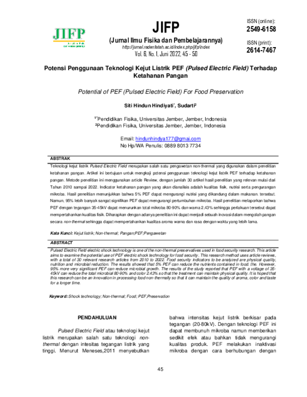 (PDF) Kejut Listrik Potensi Penggunaan Teknologi Kejut Listrik PEF ...