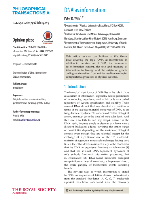 (PDF) DNA as information