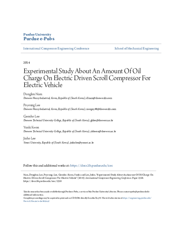 (PDF) Experimental Study About An Amount Of Oil Charge On Electric ...