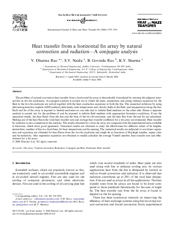 (PDF) Heat transfer from a horizontal fin array by natural convection and radiation—A conjugate ...
