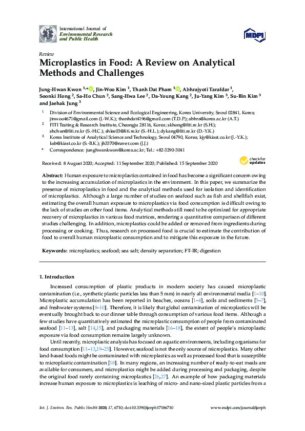 (PDF) Microplastics in Food: A Review on Analytical Methods and Challenges