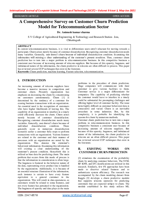 Pdf A Comprehensive Survey On Customer Churn Prediction Model For