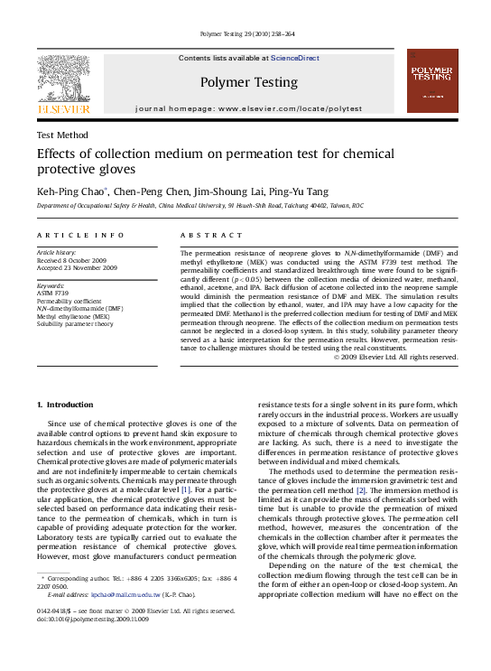 (PDF) Effects of collection medium on permeation test for chemical ...