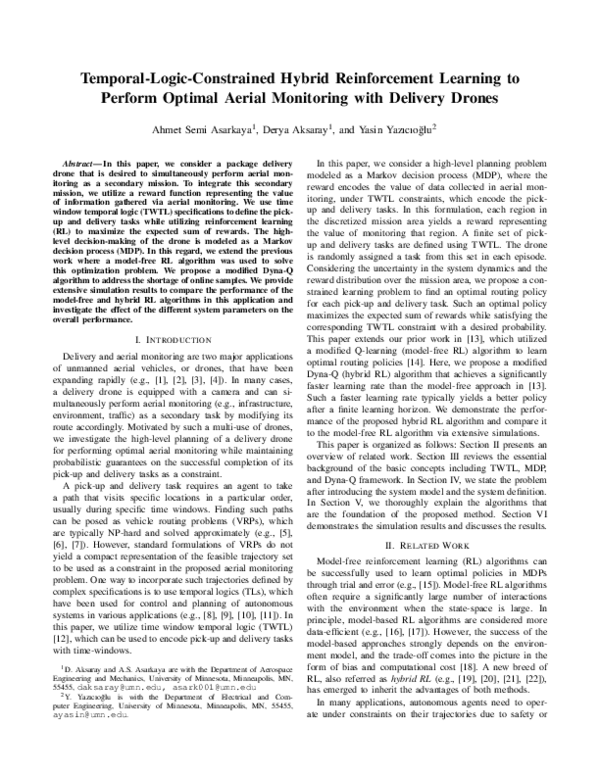 (PDF) Temporal-Logic-Constrained Hybrid Reinforcement Learning to Perform Optimal Aerial ...