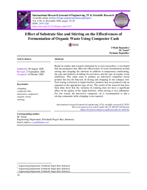 (PDF) Effect of Substrate Size and Stirring on the Effectiveness of ...