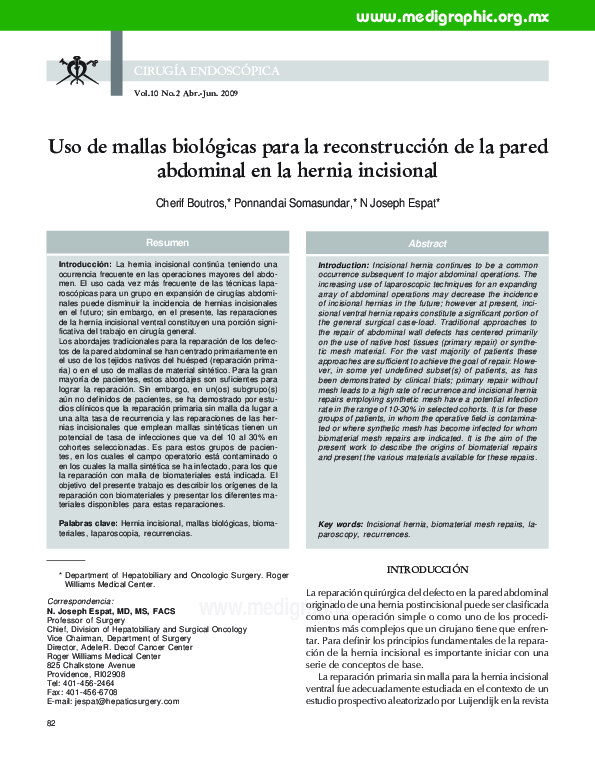 (PDF) Uso de mallas biológicas para la reconstrucción de la pared ...