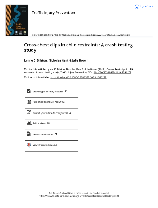 (PDF) Cross-chest clips in child restraints: A crash testing study