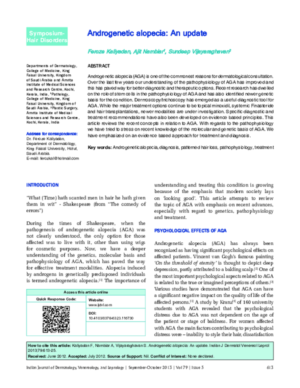 (PDF) Androgenetic alopecia: An update