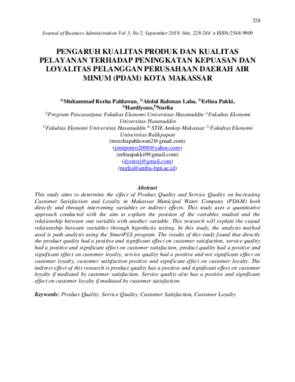 (PDF) Pengaruh Kualitas Produk Dan Kualitas Pelayanan Terhadap Peningkatan Kepuasan Dan ...