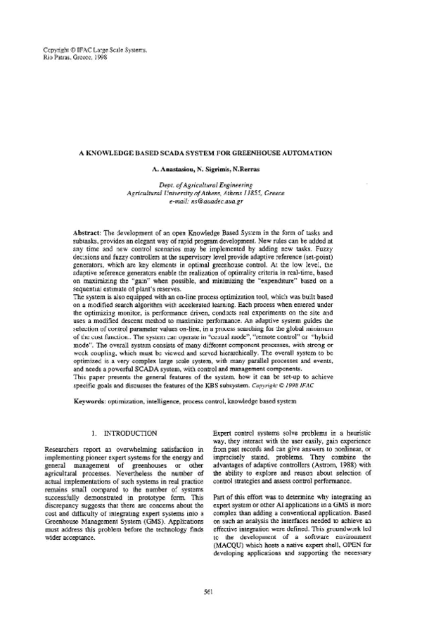(PDF) A Knowledge Based Scada System for Greenhouse Automation