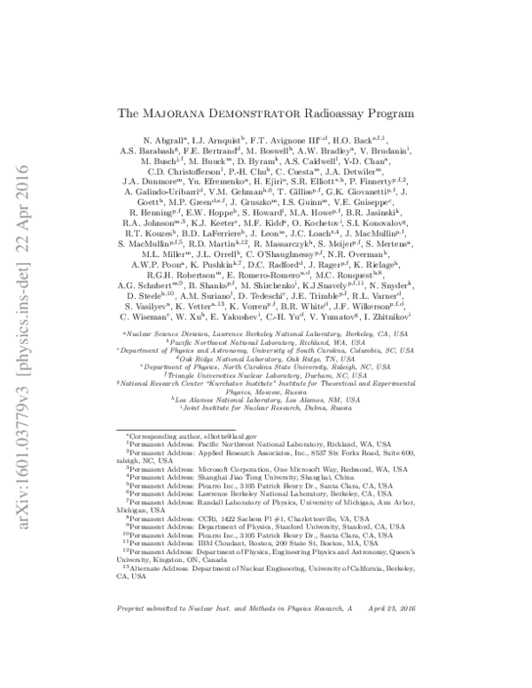 (PDF) The Majorana Demonstrator radioassay program