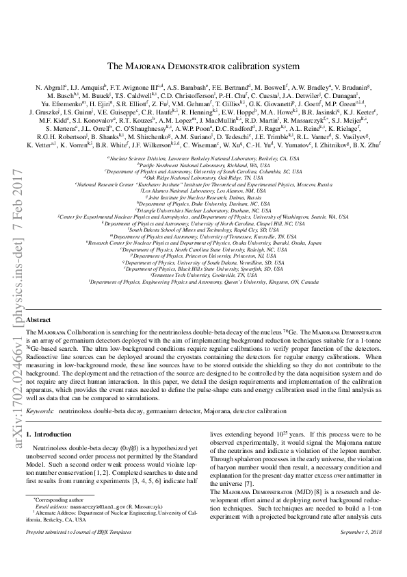 (PDF) The Majorana Demonstrator calibration system
