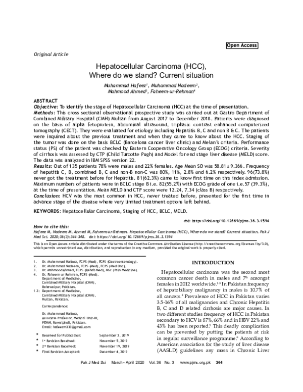 (PDF) Hepatocellular Carcinoma (HCC), Where do we stand? Current situation
