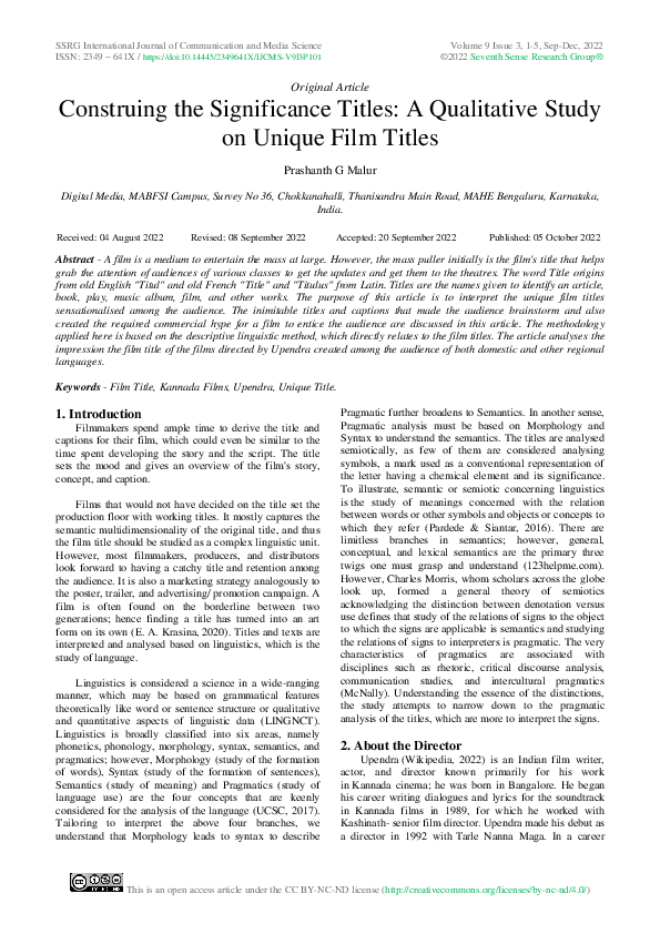 (PDF) Construing the Significance Titles: A Qualitative Study on Unique ...