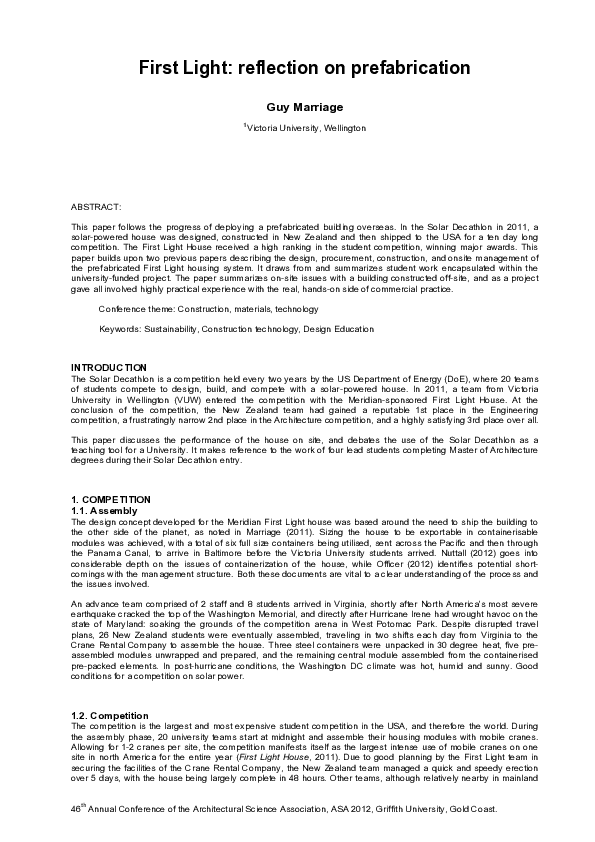 (PDF) First Light: reflection on prefabrication