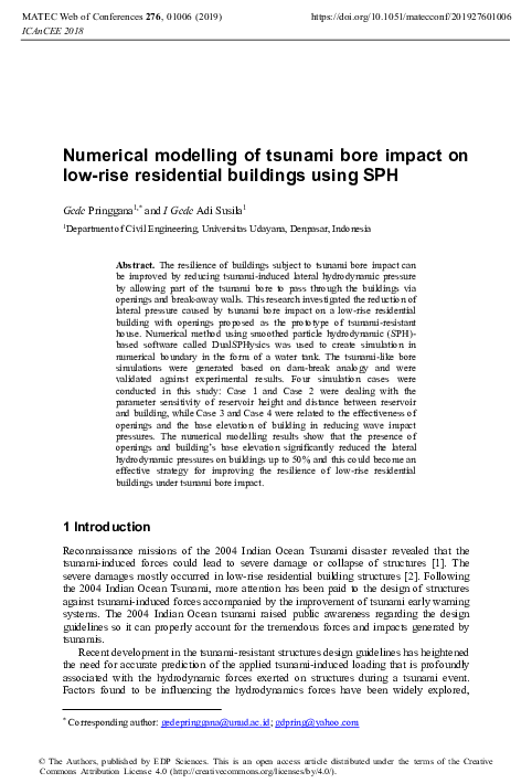 (PDF) Numerical modelling of tsunami bore impact on low-rise residential buildings using SPH | I ...