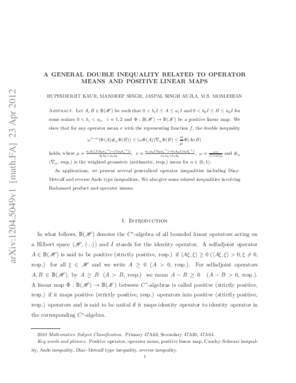 (PDF) A general double inequality related to operator means and ...