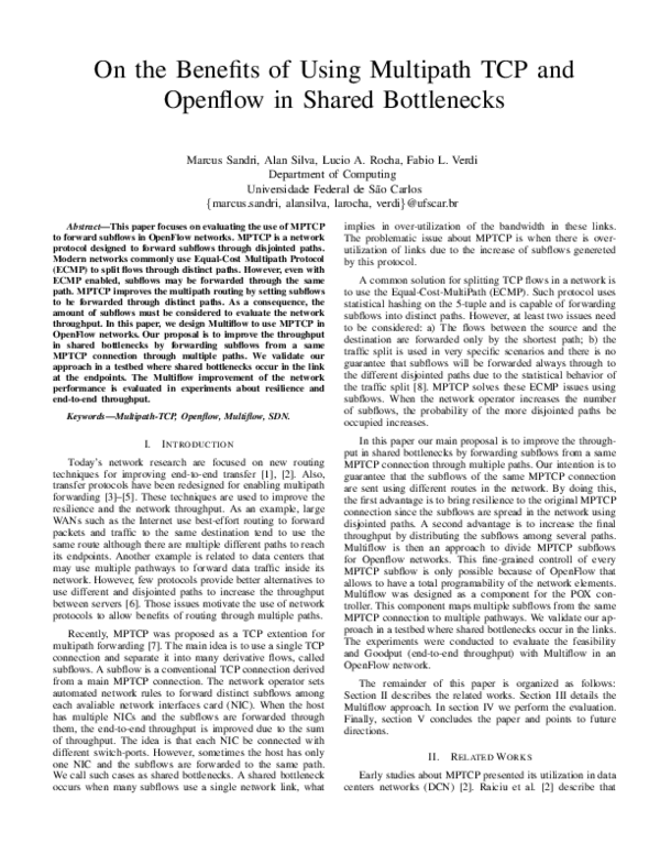 (PDF) On the Benefits of Using Multipath TCP and Openflow in Shared Bottlenecks