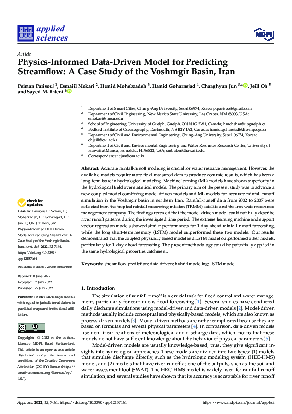 (PDF) Physics-Informed Data-Driven Model for Predicting Streamflow: A Case Study of the Voshmgir ...