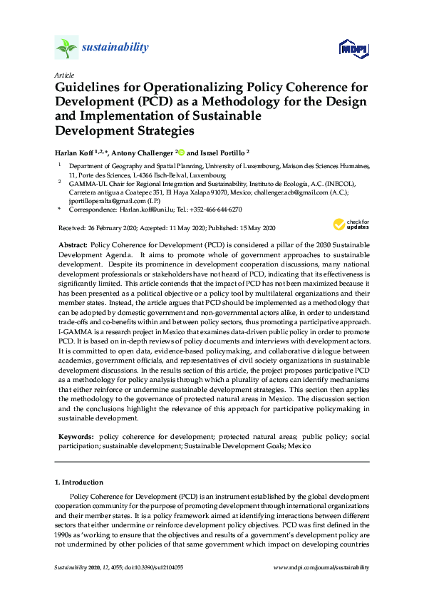 (PDF) Guidelines for Operationalizing Policy Coherence for Development (PCD) as a Methodology ...