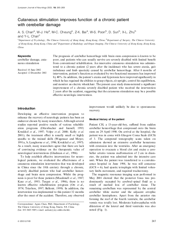 (PDF) Cutaneous stimulation improves function of a chronic patient with ...