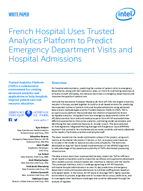 (PDF) French Hospital Uses Trusted Analytics Platform to Predict ...