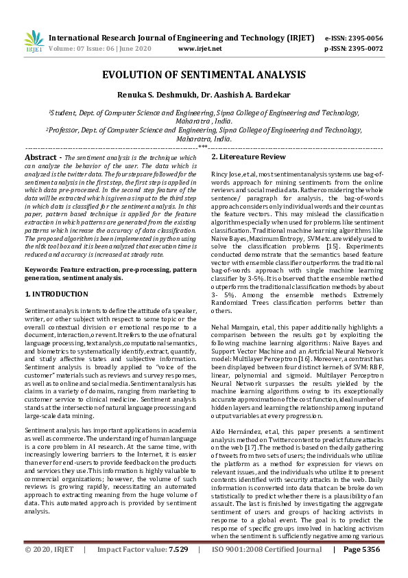 (PDF) Evolution of Sentimental Analysis