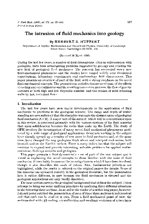 (PDF) The intrusion of fluid mechanics into geology