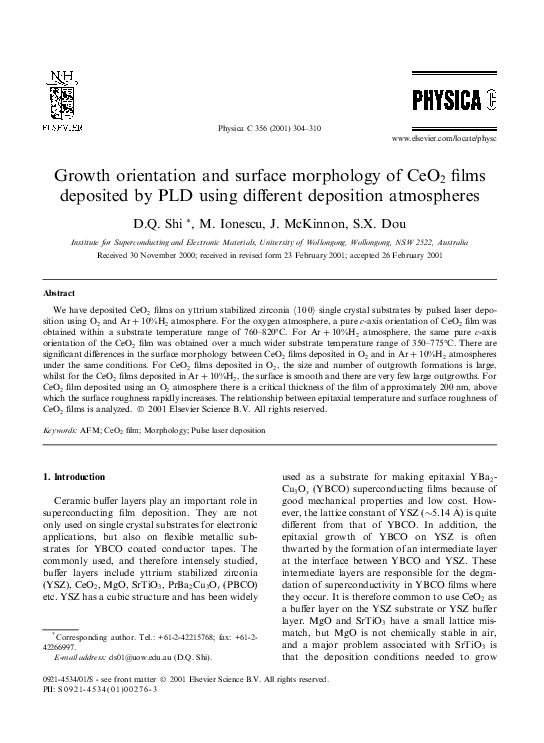 (PDF) Growth orientation and surface morphology of CeO2 films deposited ...