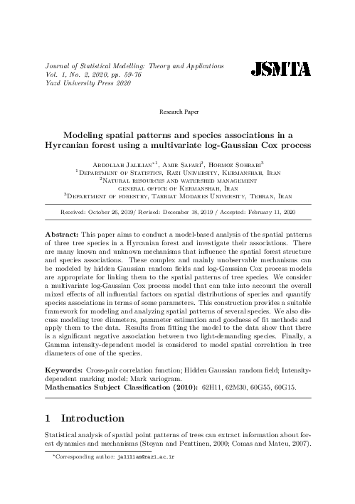 Pdf Modeling Spatial Patterns And Species Associations In A Hyrcanian Forest Using A