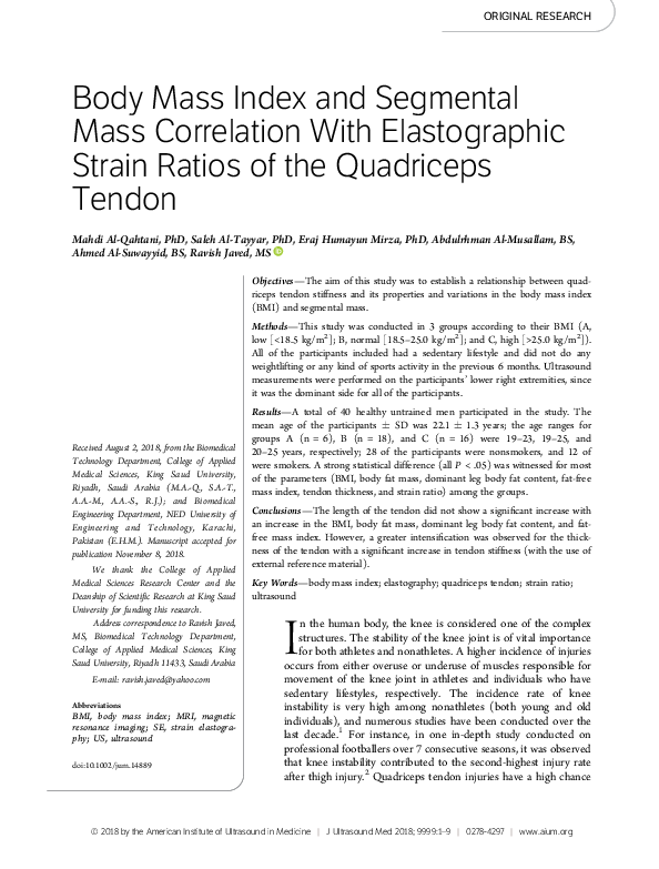 (PDF) Body Mass Index and Segmental Mass Correlation With Elastographic ...