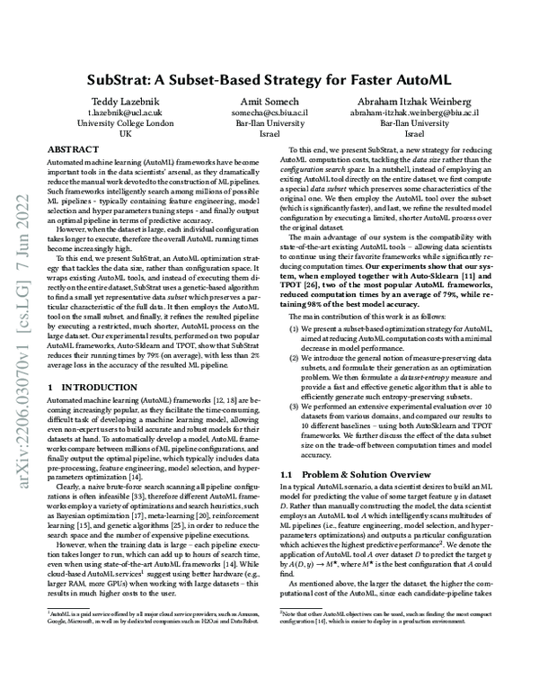 (PDF) SubStrat: A Subset-Based Strategy for Faster AutoML