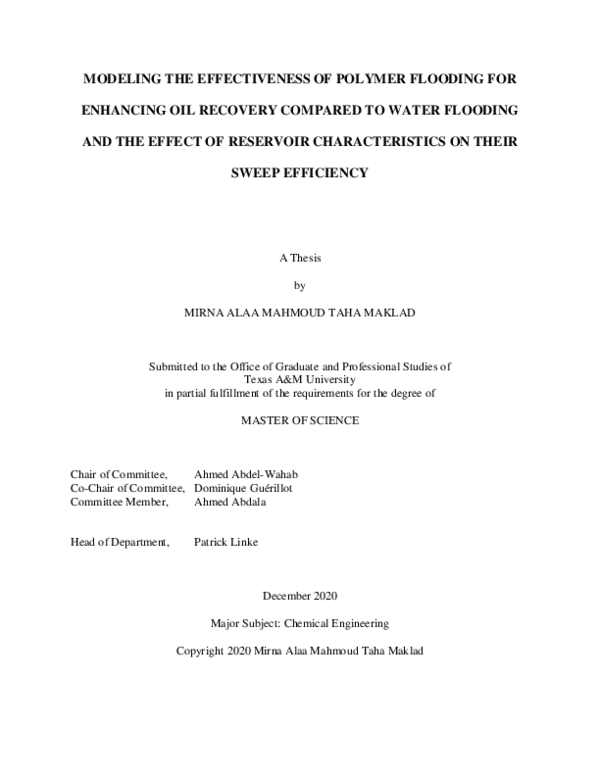 (PDF) Modeling the Effectiveness of Polymer flooding for Enhancing Oil ...