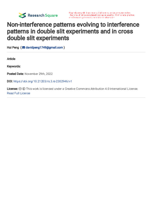 Non-interference patterns evolving to interference patterns in double ...