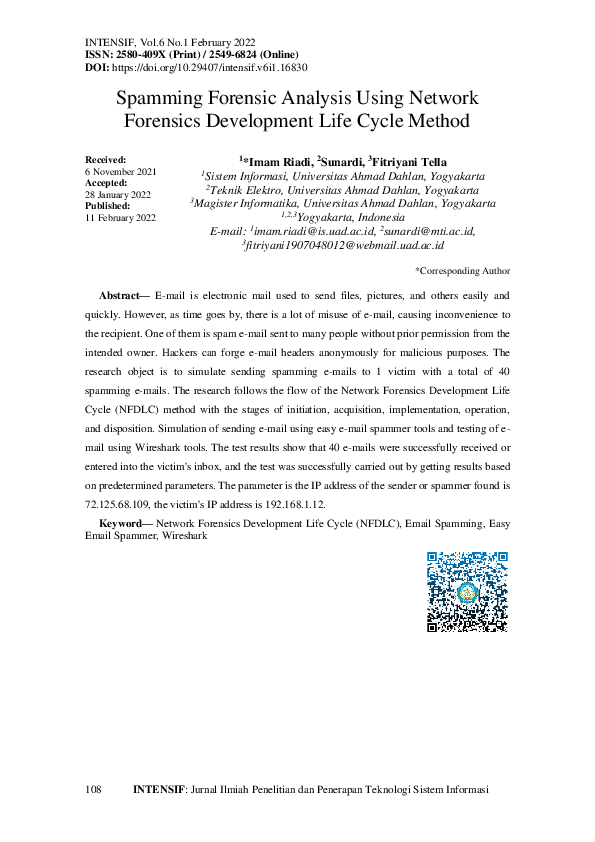 (PDF) Spamming Forensic Analysis Using Network Forensics Development ...